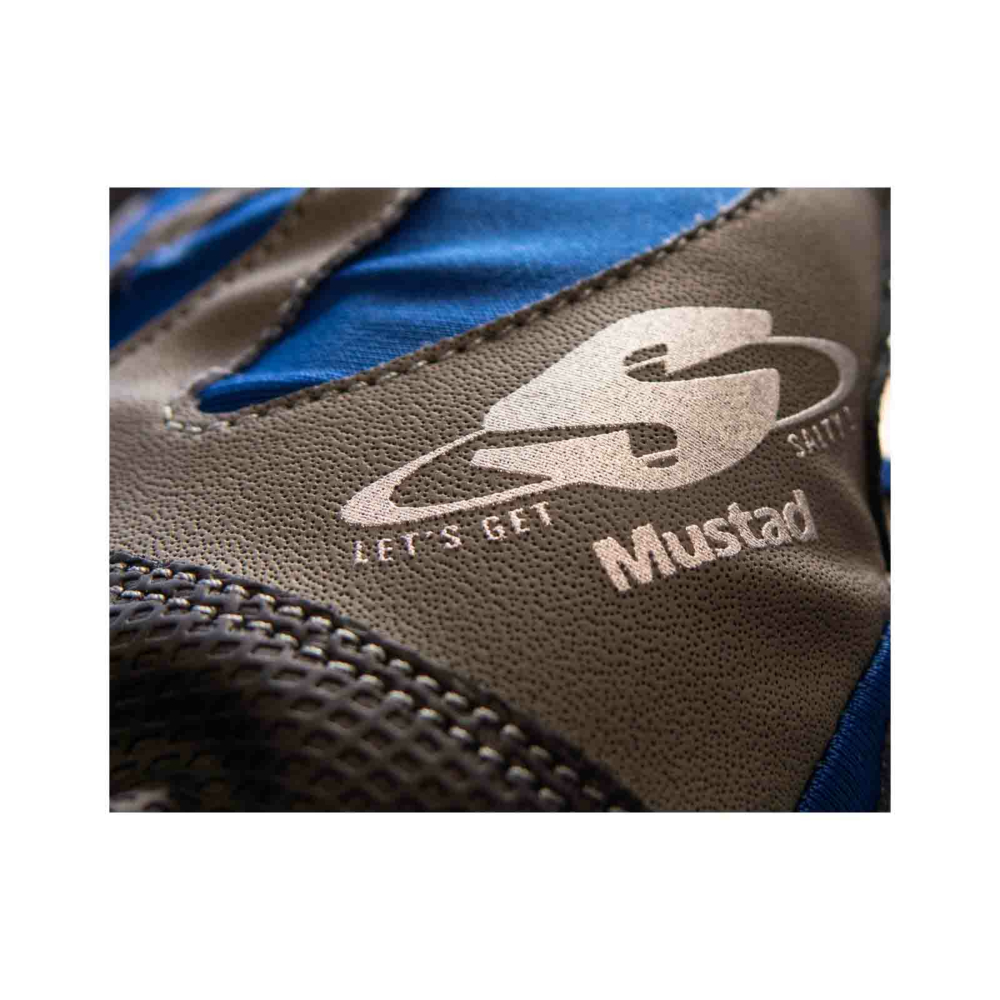 Mustad GL004 Half Finger Glove - Black/Grey/Blue - Large